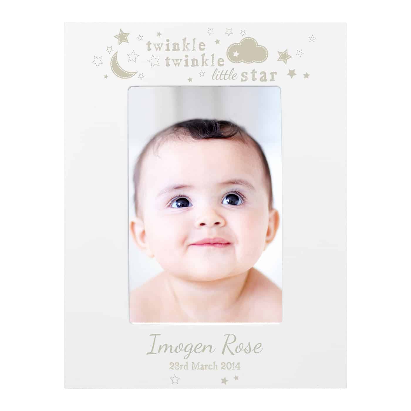 Personalised Twinkle Twinkle 6x4 White Wooden Frame