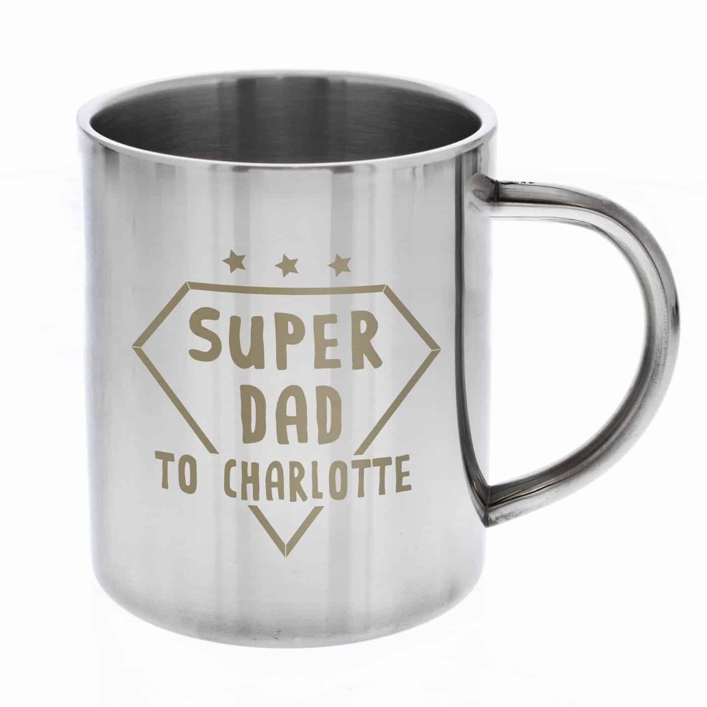 Personalised Super Dad Stainless Steel Mug • ForYouGifts.co.uk